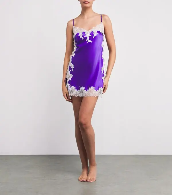 Marjolaine Silk Lace-Trim Ava Slip Dress In Purple - 50% Off | Editorialist