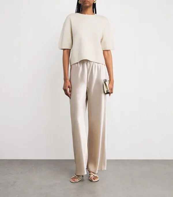 Almada Label Satin Wide-leg Trousers