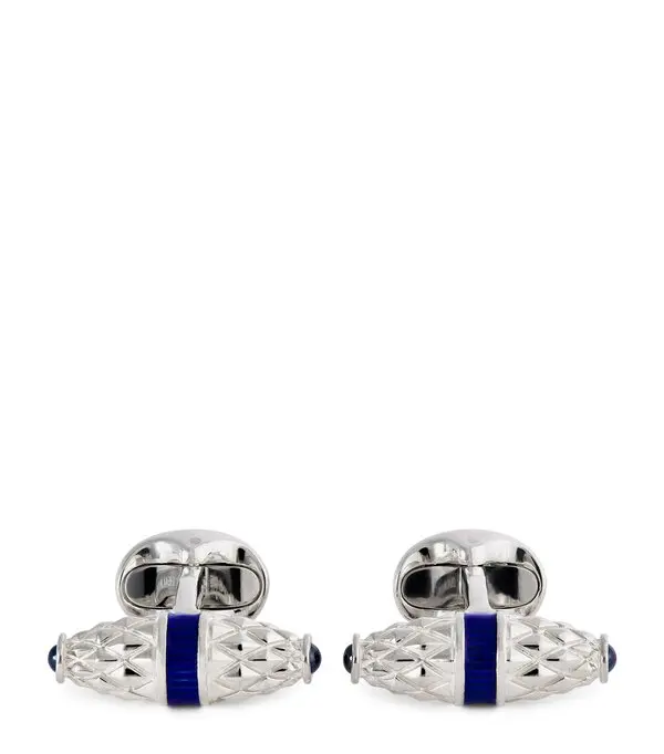 DEAKIN & FRANCIS Sterling Silver Sapphire-trim Cufflinks - Blue