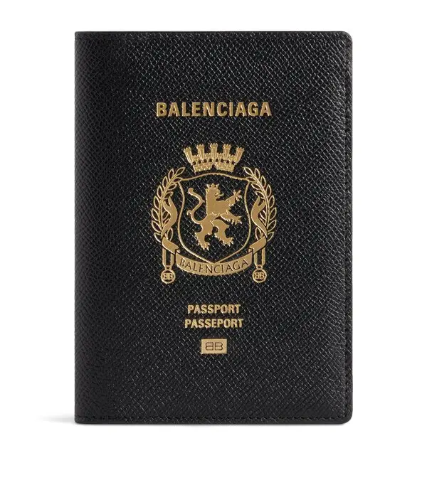 Balenciaga Calfskin Passport Holder - Black