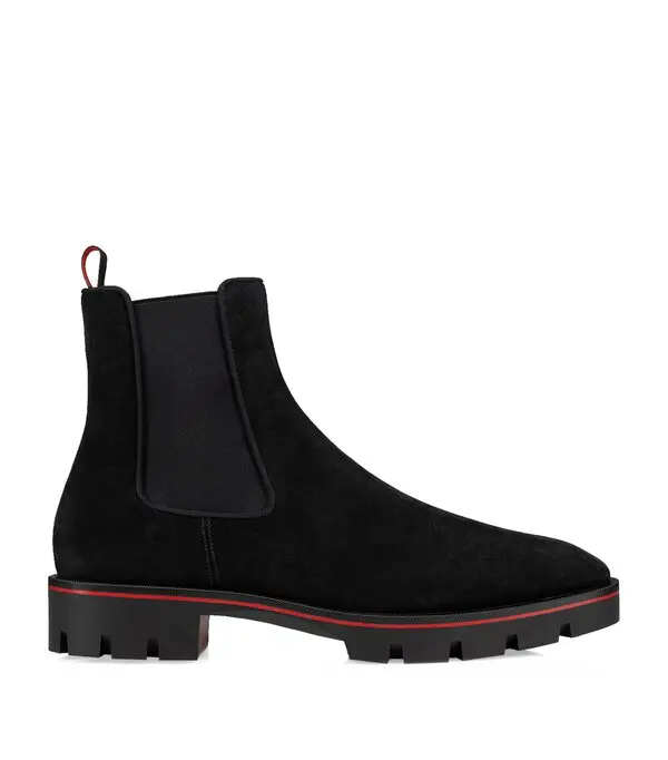 CHRISTIAN LOUBOUTIN Alpinosol Veau Velour Chelsea Boots - Red