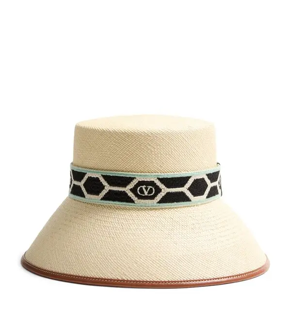 Valentino Garavani Antibes Straw Bucket Hat - Beige