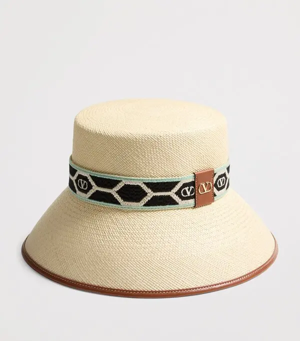 Valentino Garavani Antibes Straw Bucket Hat - Beige