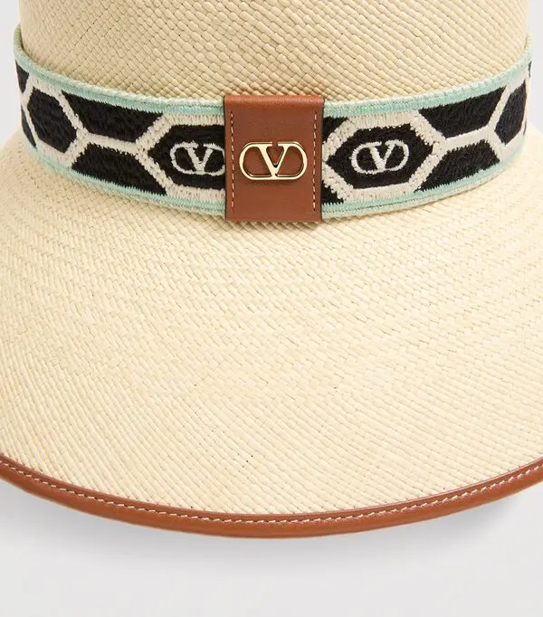 Valentino Garavani Antibes Straw Bucket Hat - Beige