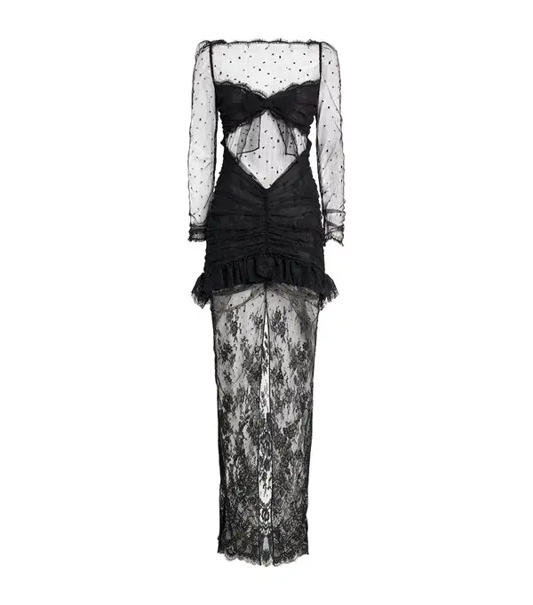 Alessandra Rich Sheer Lace Maxi Dress - Black