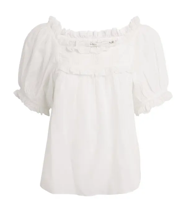 DÔEN Organic Cotton-blend Frances Blouse - White
