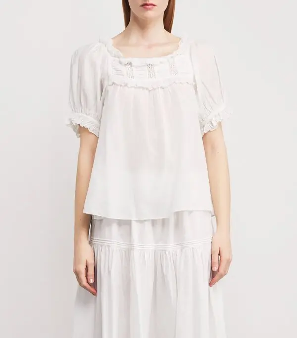 DÔEN Organic Cotton-blend Frances Blouse - White
