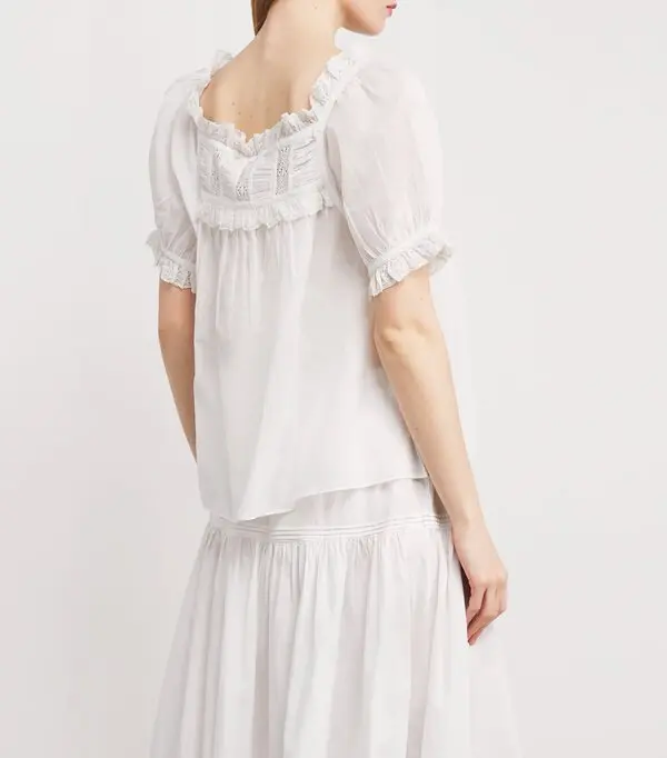 DÔEN Organic Cotton-blend Frances Blouse - White