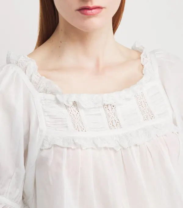 DÔEN Organic Cotton-blend Frances Blouse - White