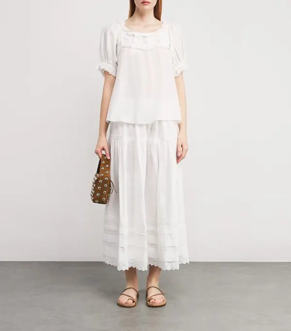DÔEN Organic Cotton-blend Frances Blouse - White