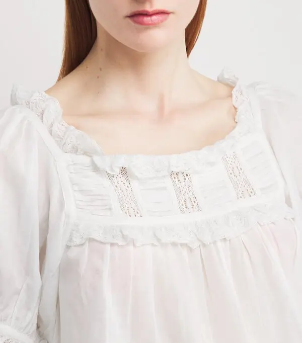 DÔEN Organic Cotton-blend Frances Blouse - White