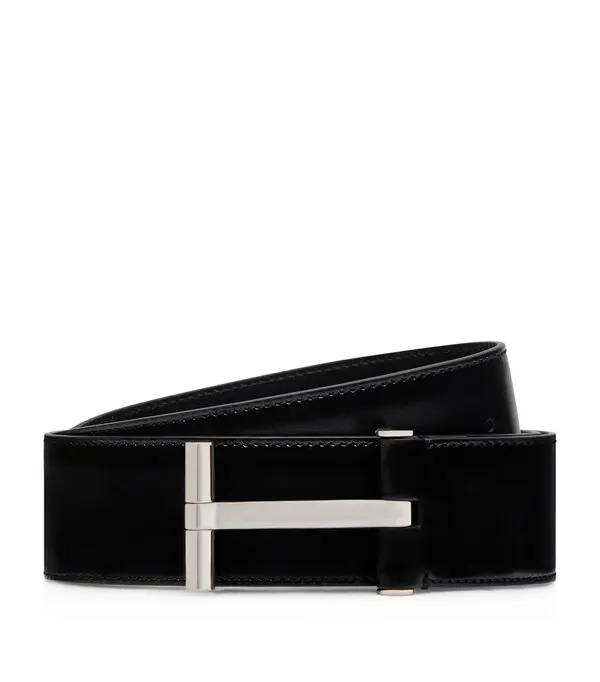 TOM FORD Classic T Leather Belt - Black