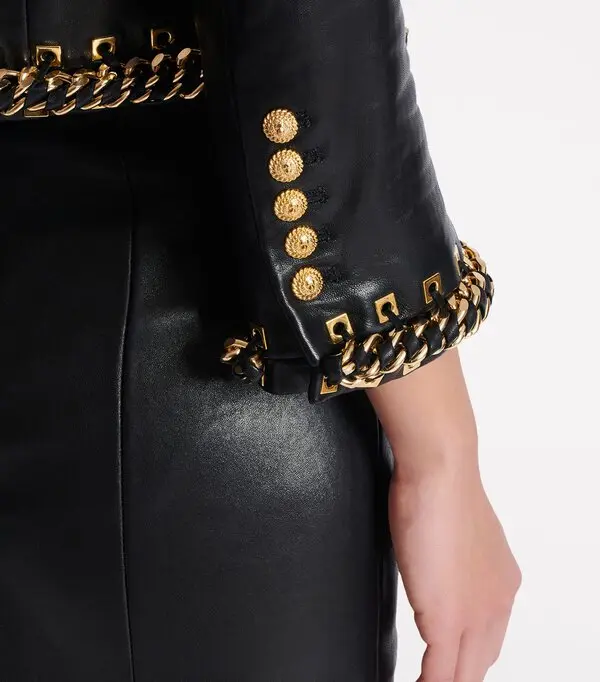 Balmain Leather Chain-detail Jacket