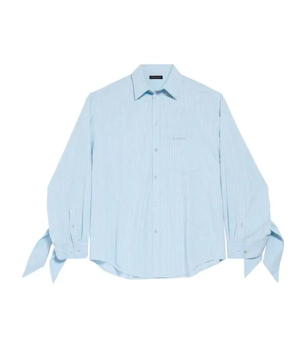 Balenciaga Cotton-blend Striped Shirt With Knotted Cuffs