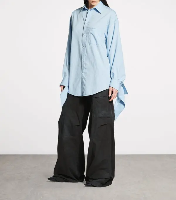 Balenciaga Cotton-blend Striped Shirt With Knotted Cuffs