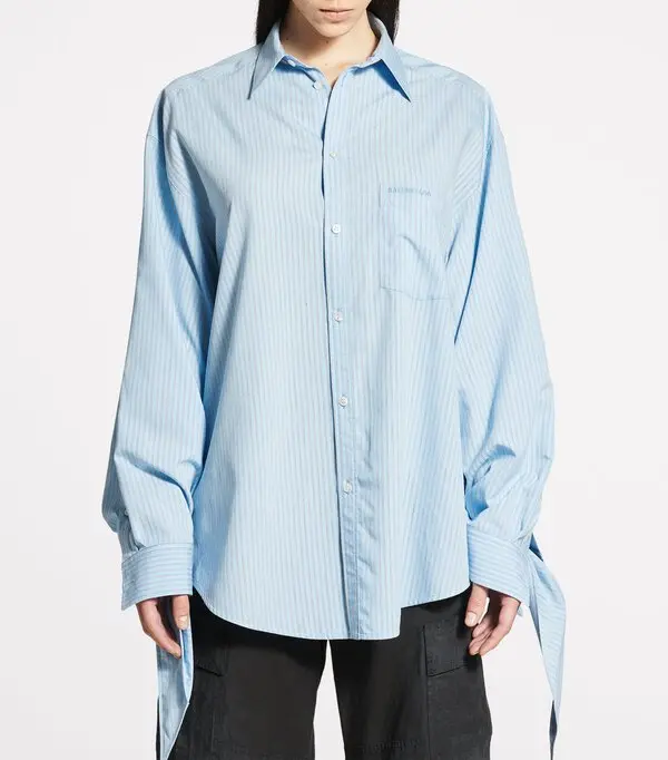 Balenciaga Cotton-blend Striped Shirt With Knotted Cuffs