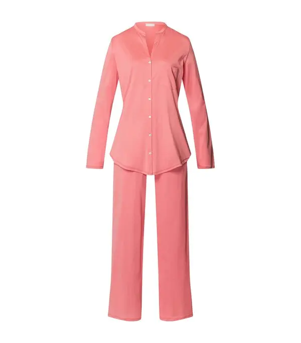 Hanro Cotton Deluxe Long-sleeve Pyjama Set - Orange