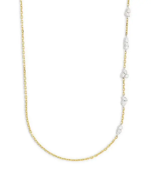 JADE TRAU Yellow Platinum And Diamond Station Necklace - Gold