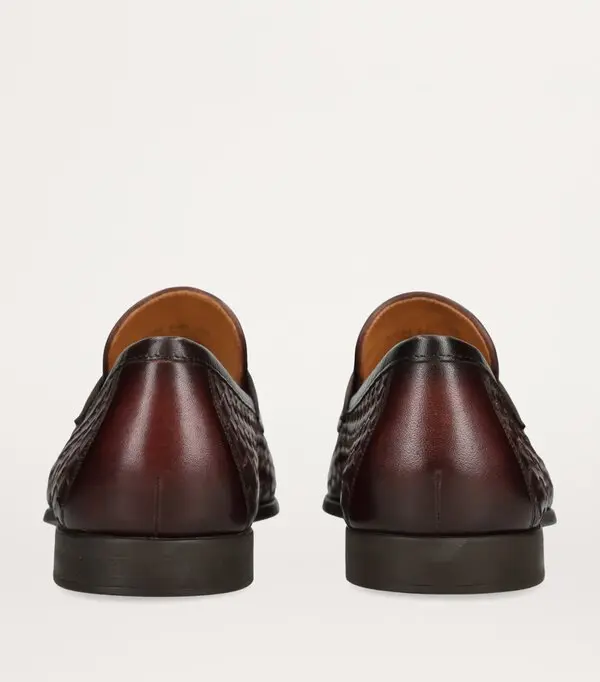 Magnanni Leather Aston Woven Penny Loafers - Brown  display picture 1