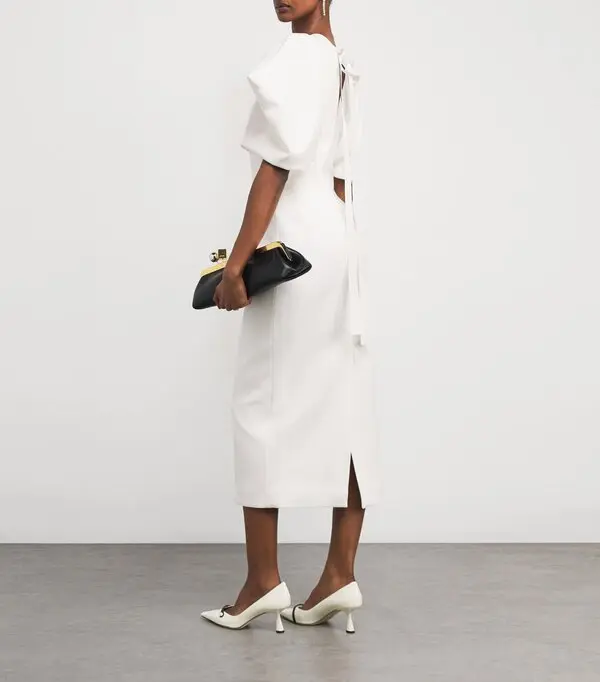 roksanda ivory dress Bridal Edith draped crpe midi dress in white - Roksanda