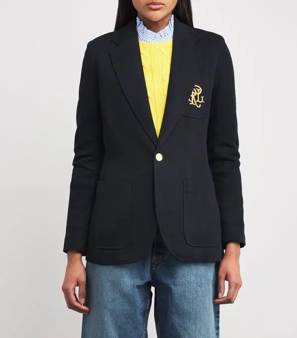 Polo Ralph Lauren Cotton-blend Blazer With Embroidery - Navy