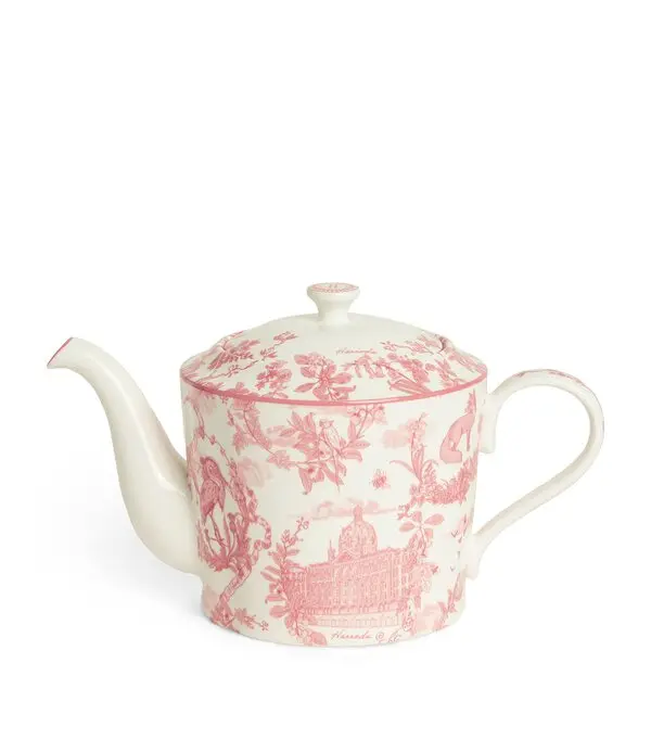 Harrods Bone China Toile Teapot - Pink