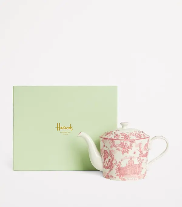 Harrods Bone China Toile Teapot - Pink