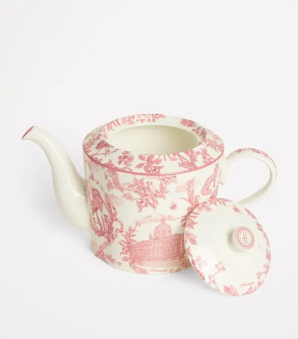 Harrods Bone China Toile Teapot - Pink