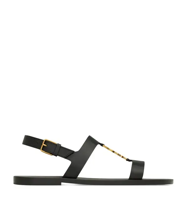Saint Laurent Calfskin Cassandre Flat Sandals