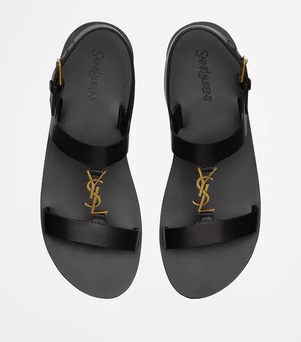 Saint Laurent Calfskin Cassandre Flat Sandals