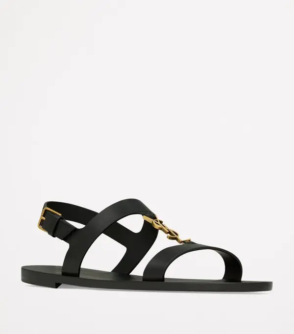 Saint Laurent Calfskin Cassandre Flat Sandals