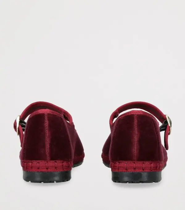 FLABELUS Velvet Mary Jane Espadrilles - Burgundy
