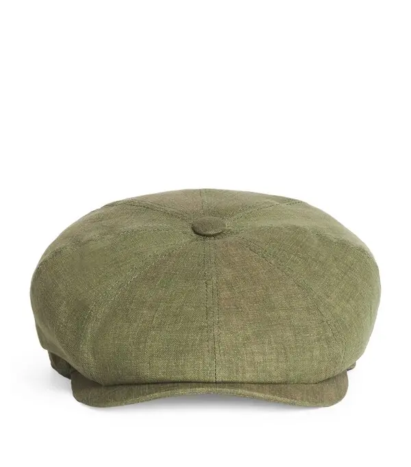 Stetson Linen Newsboy Flat Cap - Green