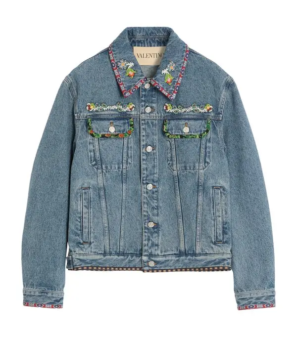 Valentino Garavani Embellished Denim Jacket - Blue