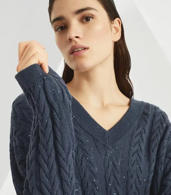 Brunello Cucinelli Cotton Cable-knit Sweater - Blue