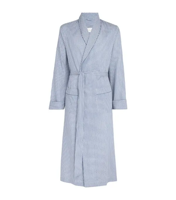 Harrods Cotton Striped Robe - Blue