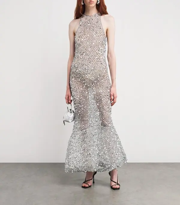 Lapointe Sequinned Fishtail Midi Dress