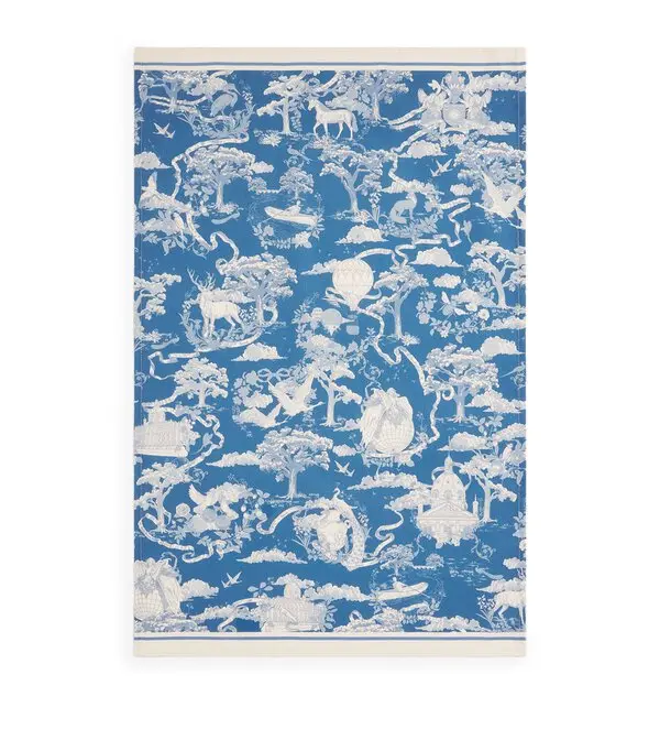 Harrods Set Of 2 Cotton Toile Tea Towels - Blue