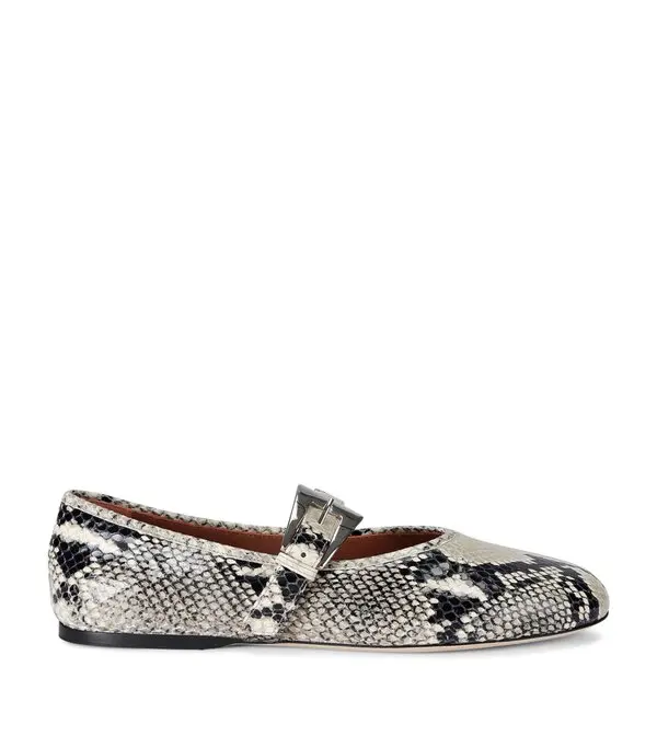 Paris Texas Snake Print Sveva Ballet Flats - Beige