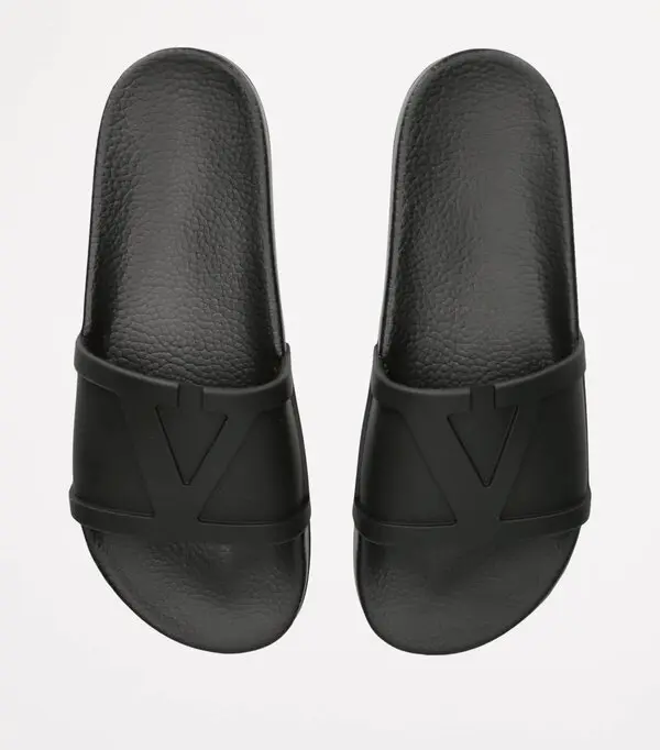 Valentino Garavani Vlogo Signature Slide Sandals - Black