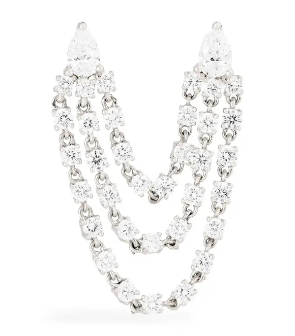 ANITA KO Diamond Bianca Double Loop Earring - White