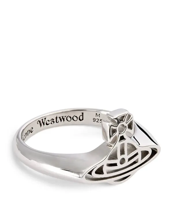VIVIENNE WESTWOOD Platinum-plated Sterling Avon Orb Ring - Silver