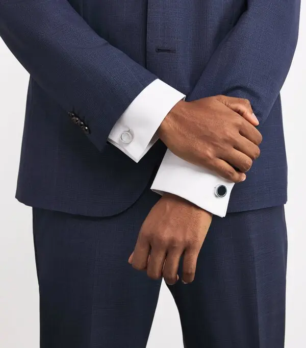 BABETTE WASSERMAN LONDON Rhodium-plated Reversible Disc Cufflinks