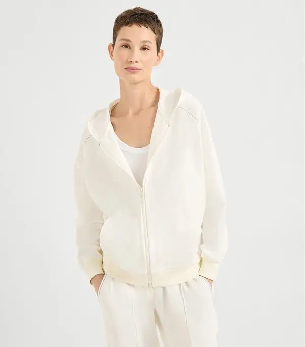 Brunello Cucinelli Stretch-cotton Zip-up Hoodie - Beige