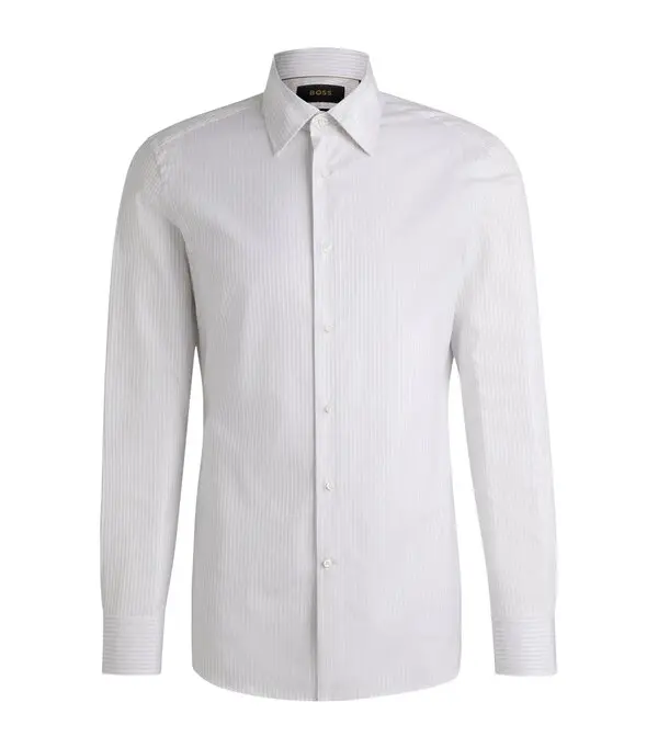 BOSS Regenerative Cotton Striped Shirt - Grey