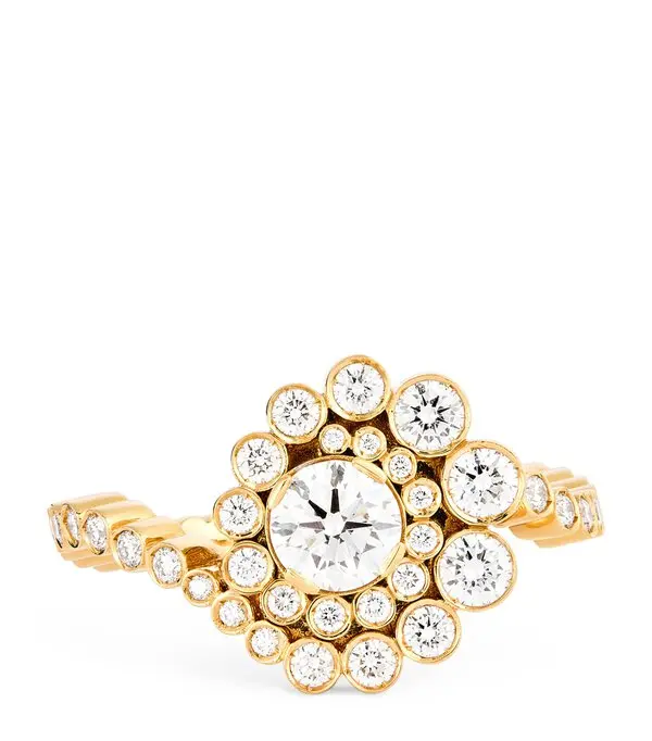 Sophie Bille Brahe Yellow And Diamond Plateau Ring - Gold