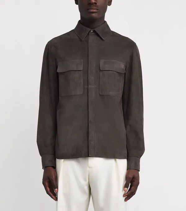 Agnona Suede Overshirt - Brown