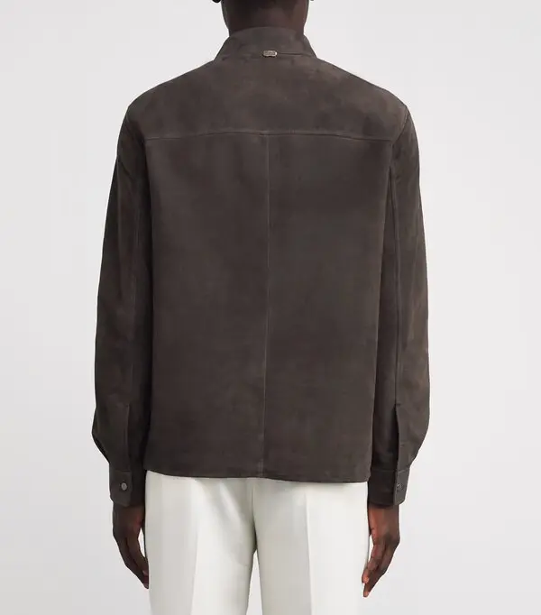 Agnona Suede Overshirt - Brown