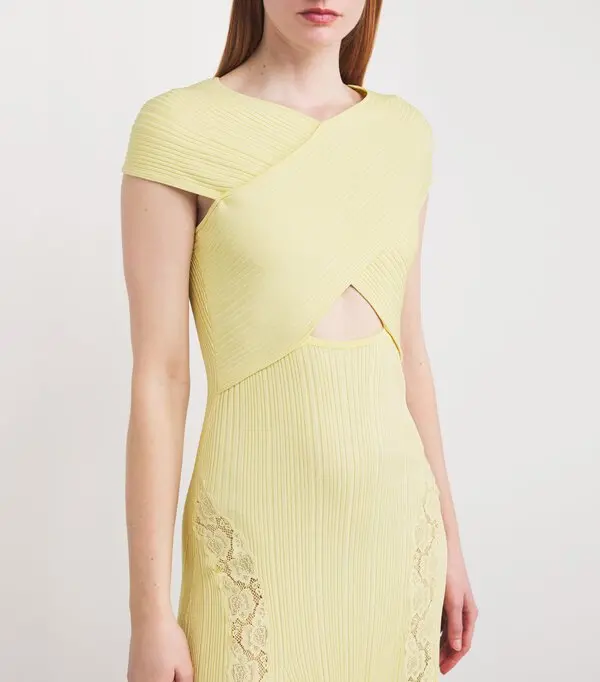 Self-Portrait Lace-Trim Off-The-Shoulder Midi Dress In Yellow - 34% Off |  Editorialist