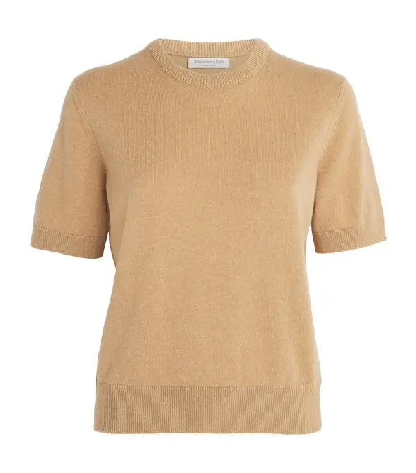 Johnstons Of Elgin Cashmere Short-sleeve Sweater - Beige